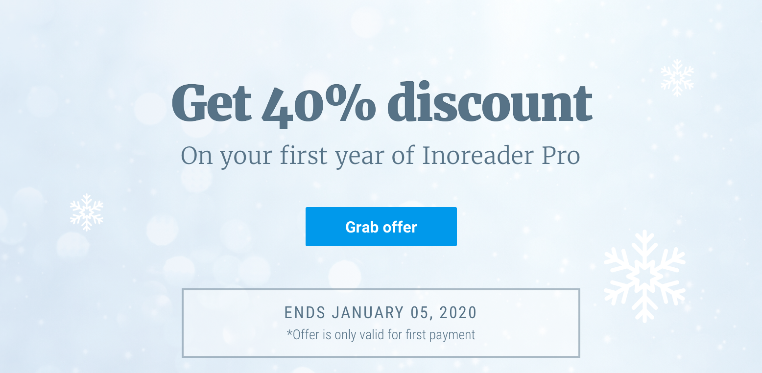Productlist : Start 2020 with a brand new Inoreader Pro with 40% Discount